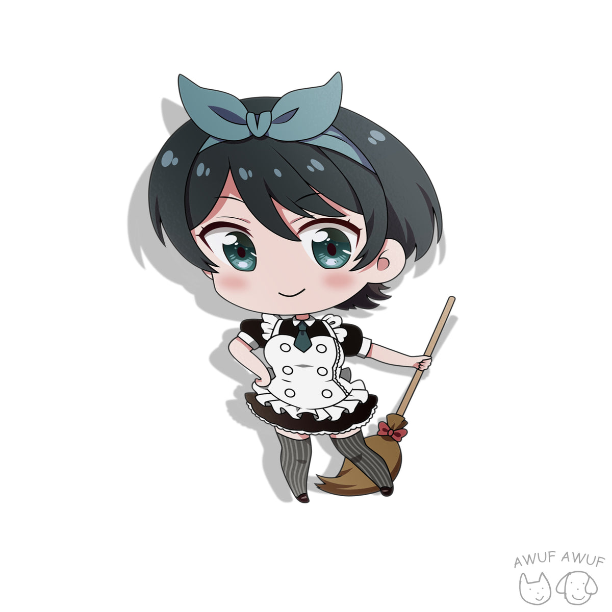 "GIRLFRIEND" Ruka Maid Chibi Sticker – fuwafuwa.us